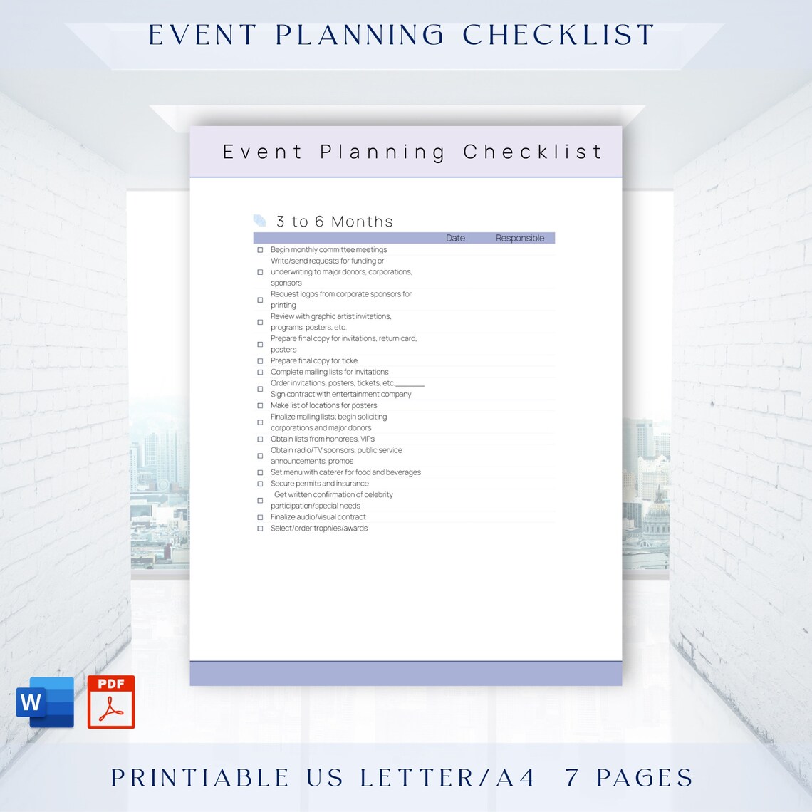 Editable Event Planning Checklist Template, Printable 6 Months, Event ...