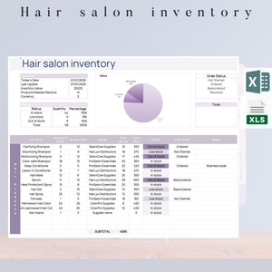 Hair Salon Inventory List Template, Excel Template, Auto-calculating ...