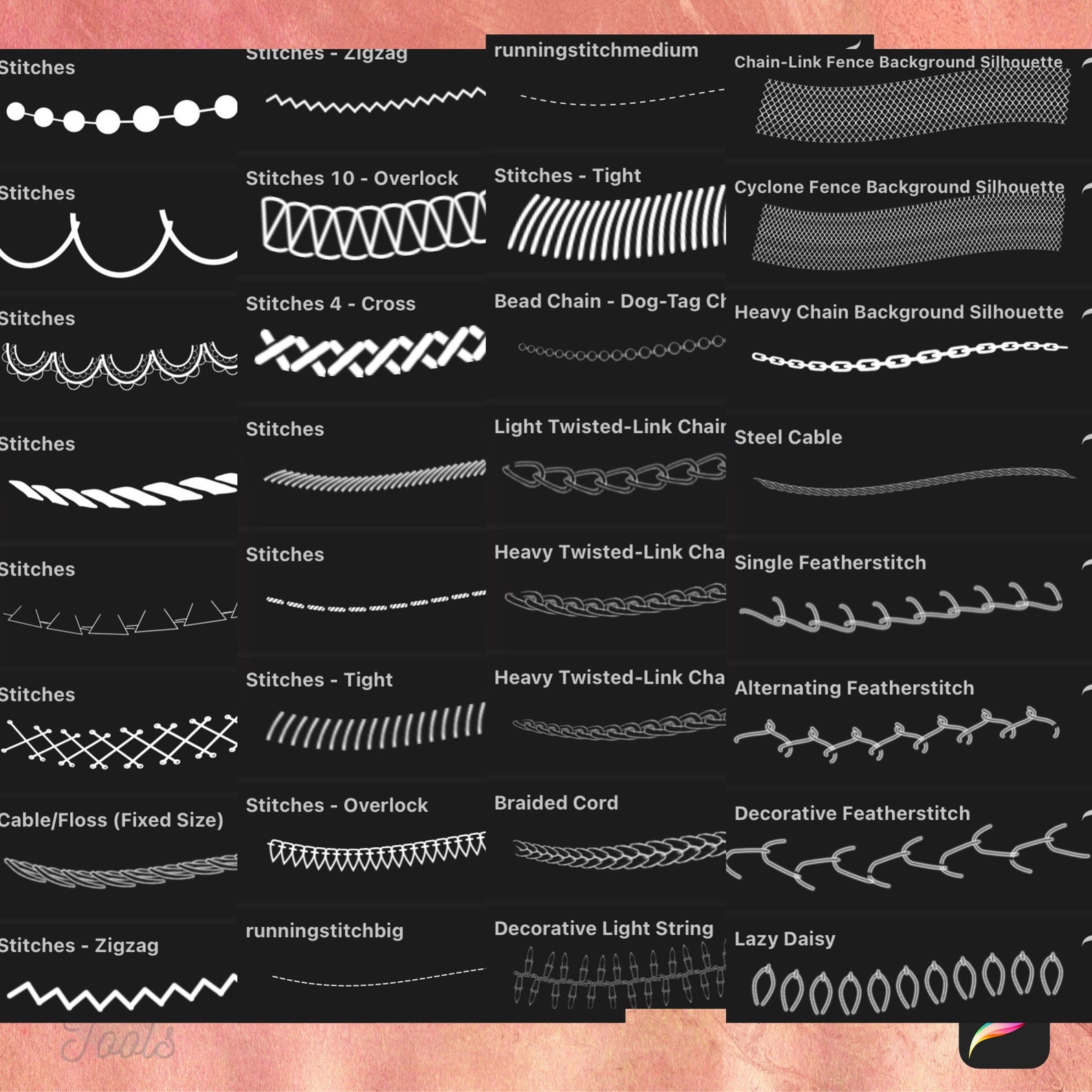 Procreate Stitch Brush Stitch Line Brushes Fashion Design - Etsy