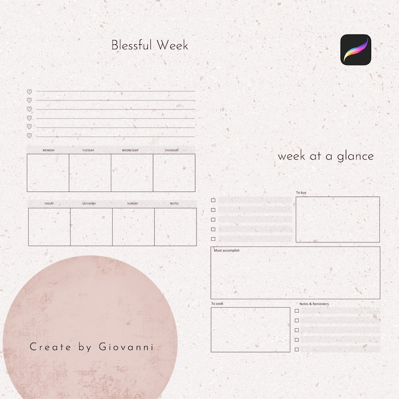 Week Note Procreate Brushset Procreate Brush Weekly Daily - Etsy