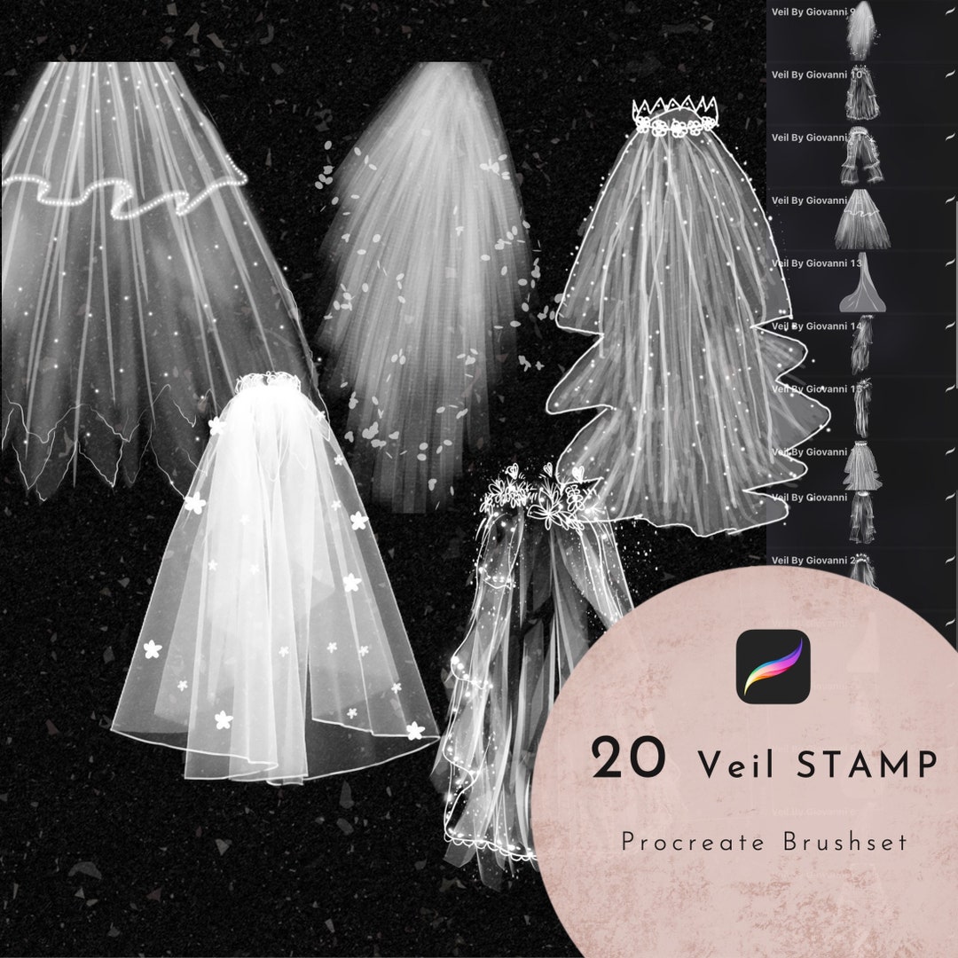 20 Procreate Veil Stamp Brush, Wedding Design, Realistic Yarn - Etsy