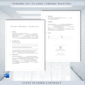Editable Event Planner Contract Template,printable Planner Agreement ...