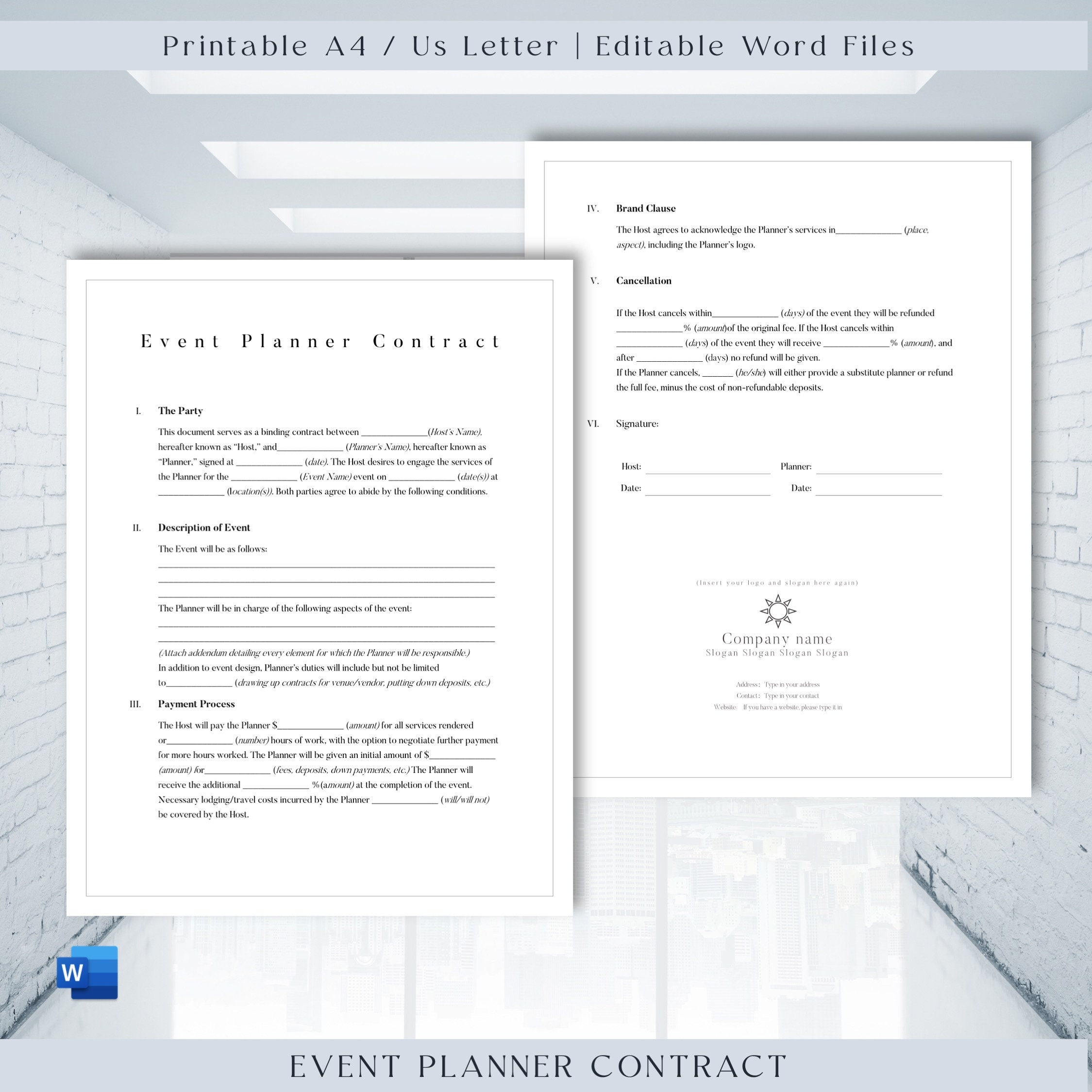 Editable Event Planner Contract Template,printable Planner Agreement ...