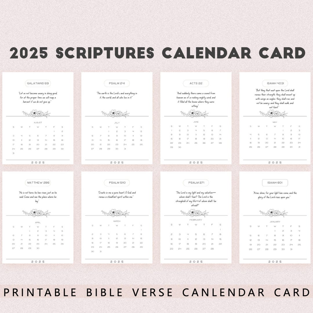 Printable 2025 Desk Scripture, Printable Bible Verse Calendar Card ...