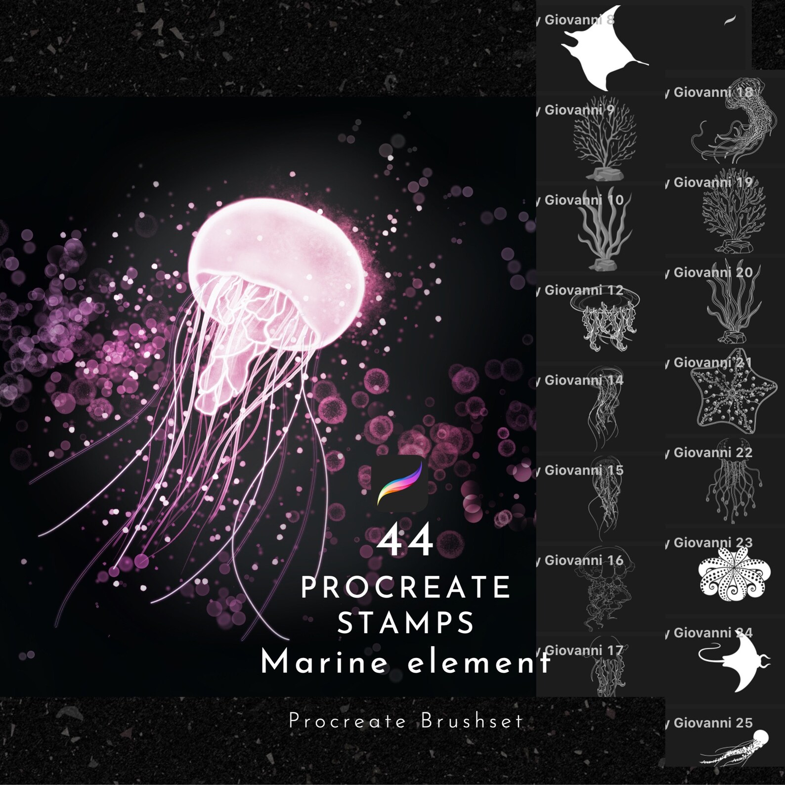 Procreate Marine Creature Brush, 44 Procreate Brush, Bubble Brush, Background Rendering Brush ...