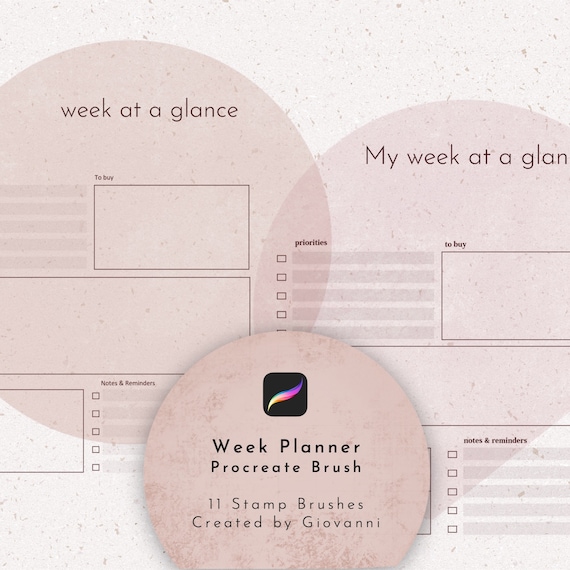 Week Note Procreate Brushset Procreate Brush Weekly Daily - Etsy