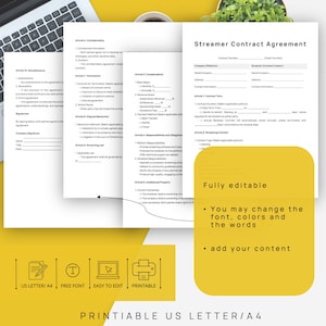 Editable Streamer Contract Template, Printable Streaming Agreement ...