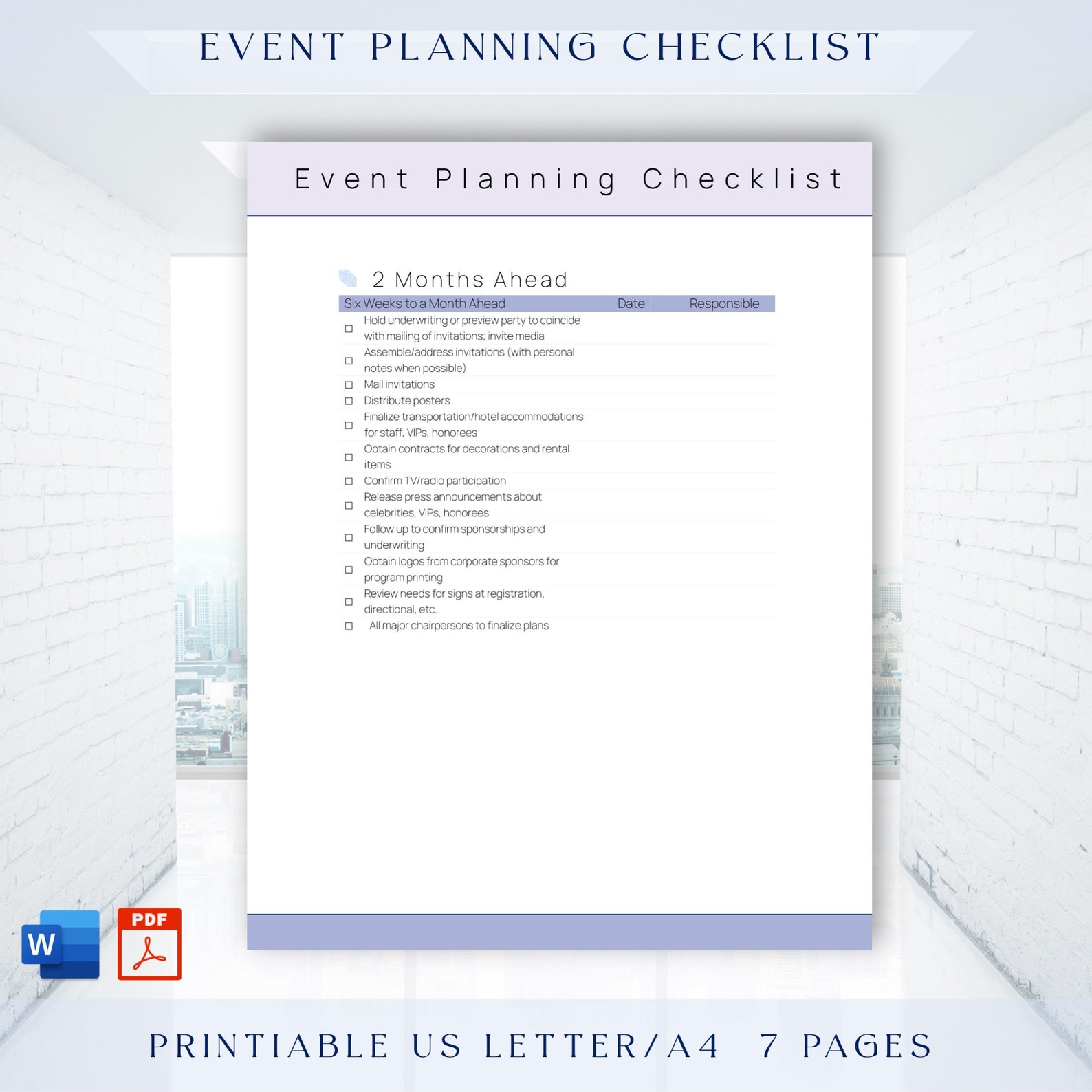 Editable Event Planning Checklist Template, Printable 6 Months, Event ...