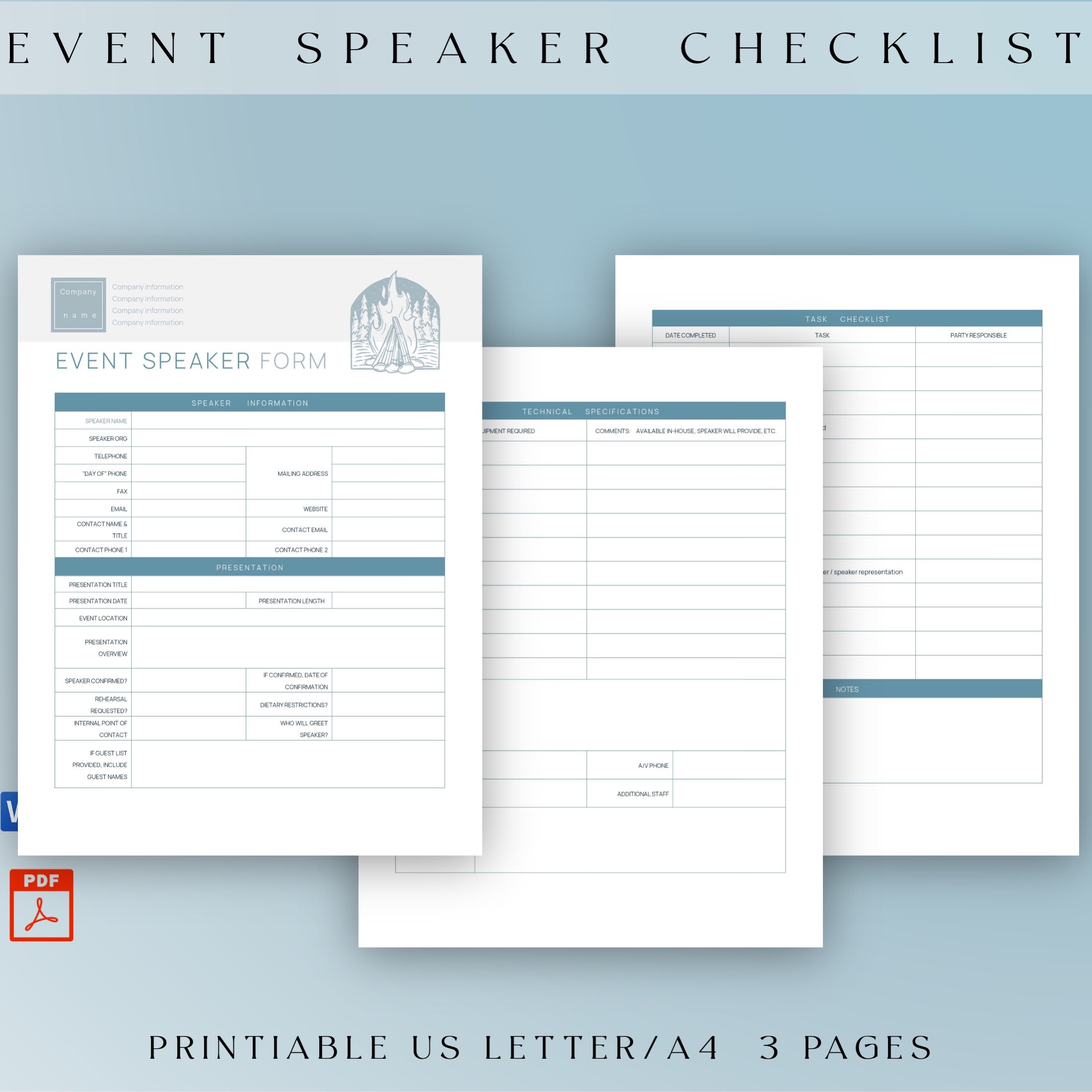 Printable Event Speaker Form, Editable Speaker Organizer for Event ...