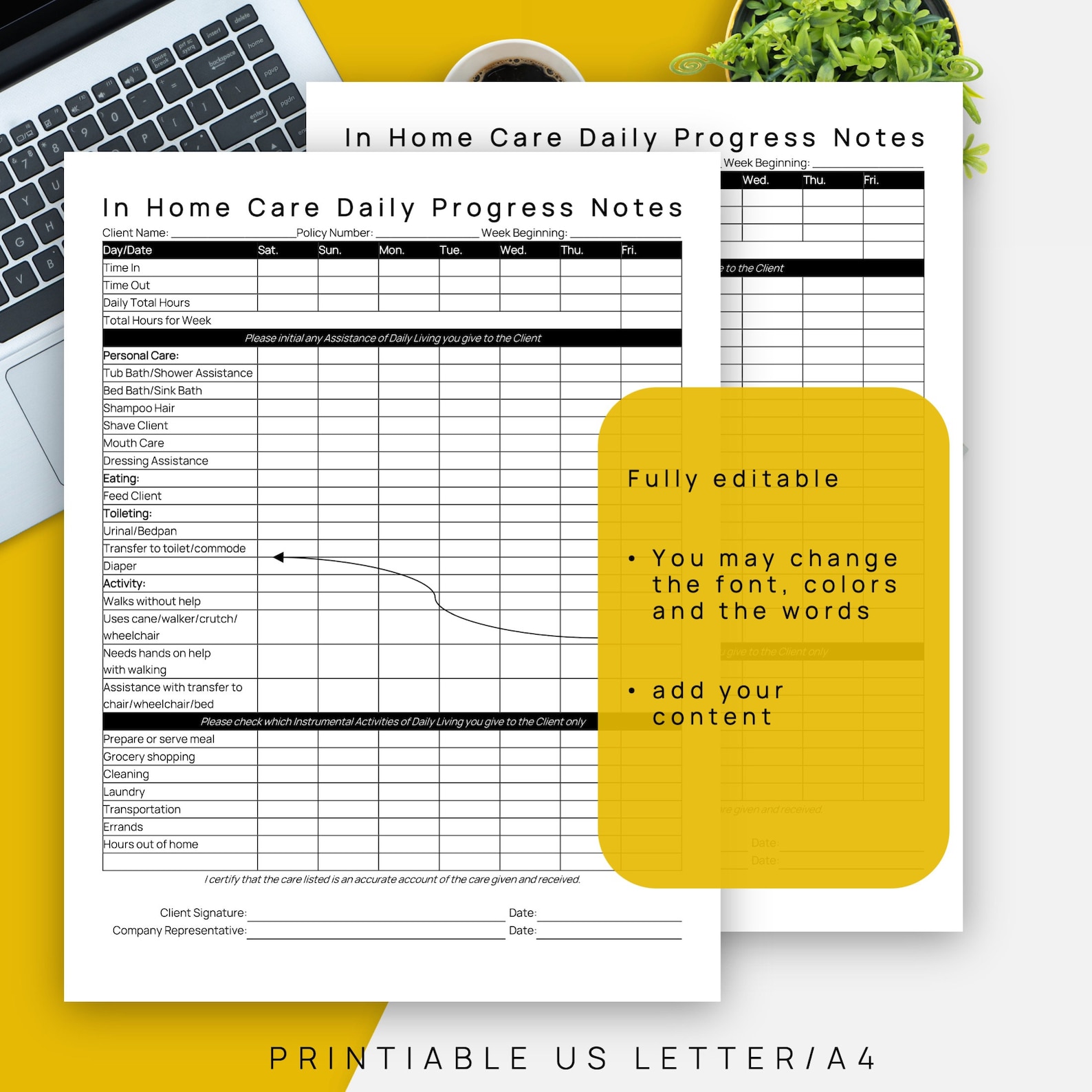Daily Progress Note Templates for In-home Care Patients & Nursing Homes ...