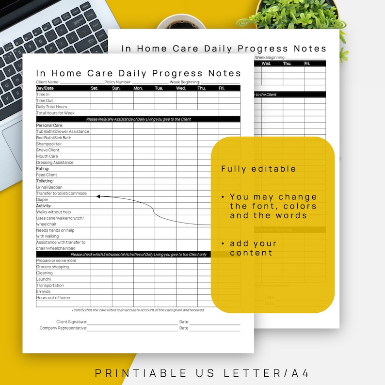 Daily Progress Note Templates for In-home Care Patients & Nursing Homes ...