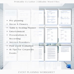 Editable Event Planning Worksheet Template,printable Event Organizer ...