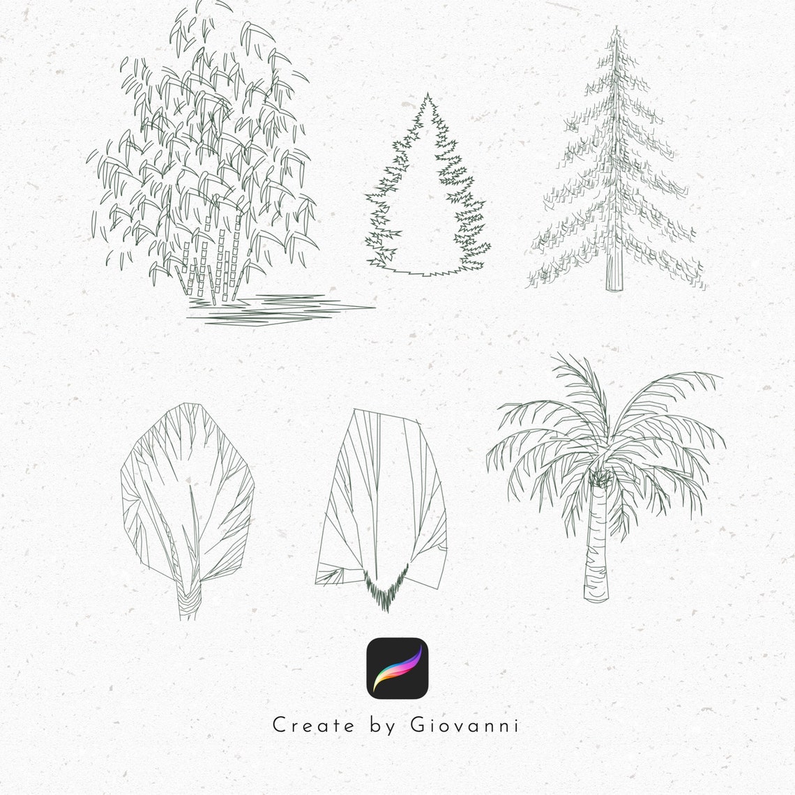 66 Landscape Isolated Tree Elements Stamp Brush Trees | Etsy