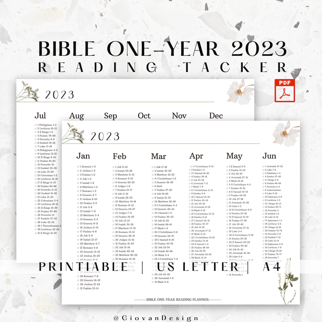 Printable Bible One-year Reading Planner for 2023, Daily Journal, Bible ...