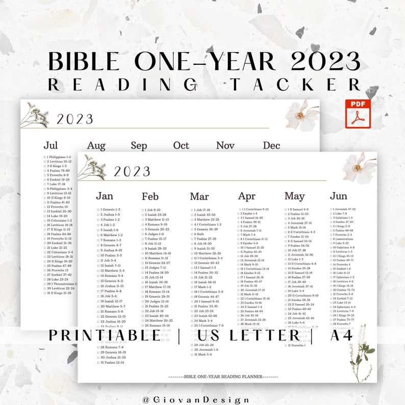 Printable Bible One-year Reading Planner for 2023, Daily Journal, Bible ...