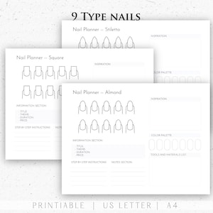 Nail Design Planner Sheet, Printable Nail Tech Planner Sheet, DIY Nail ...