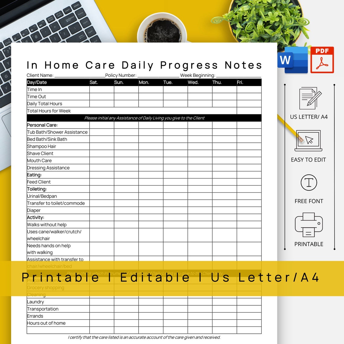 Daily Progress Note Templates for In-home Care Patients & Nursing Homes ...