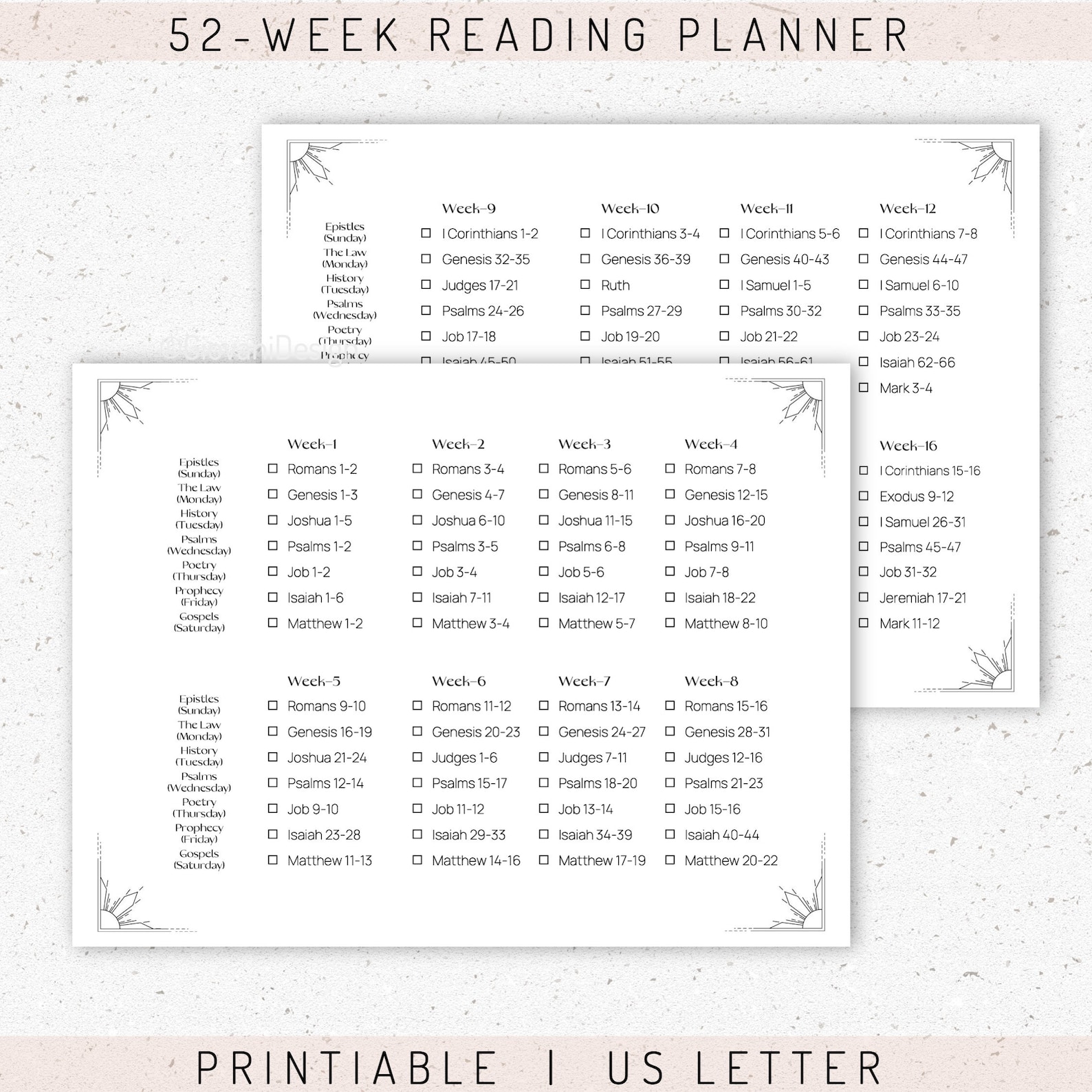Printable Bible 52-week Reading Planner for 2022, Daily Journal, Bible ...