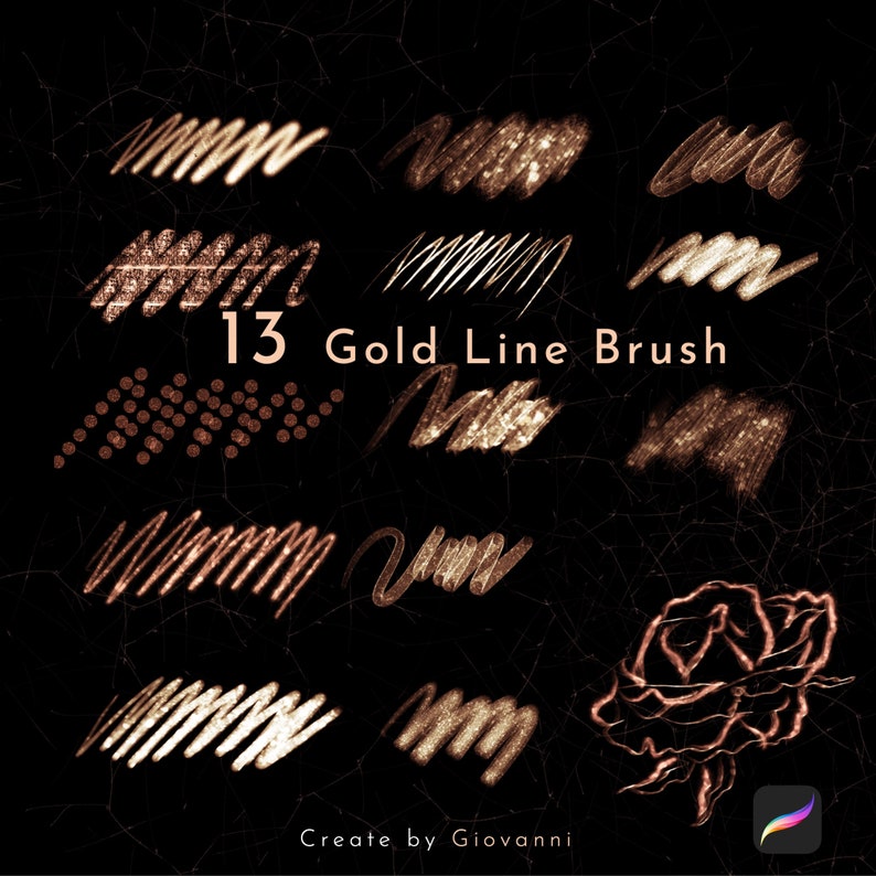 21 Procreate Gold Brush Golden Lettering Gold Glitter Gold - Etsy