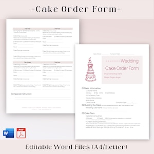 Editable Cake Order Form Template,printable Bakery Order Form,wedding ...
