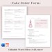Editable Cake Order Form Template,printable Bakery Order Form,wedding ...