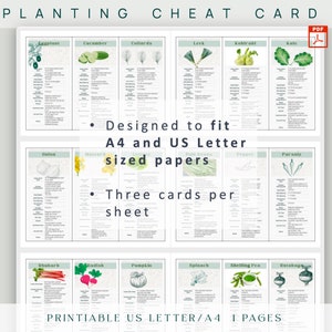 Printable Garden Cheat Cards Bundle, Detailed Seed Starting Guides ...