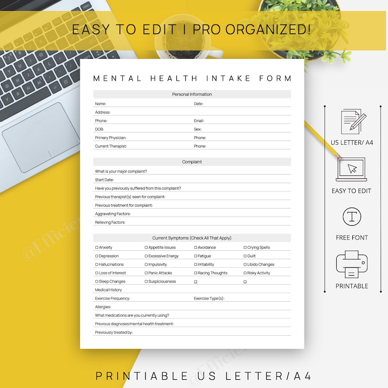 Mental Health Intake Forms - Assessment & Therapy Client Forms ...