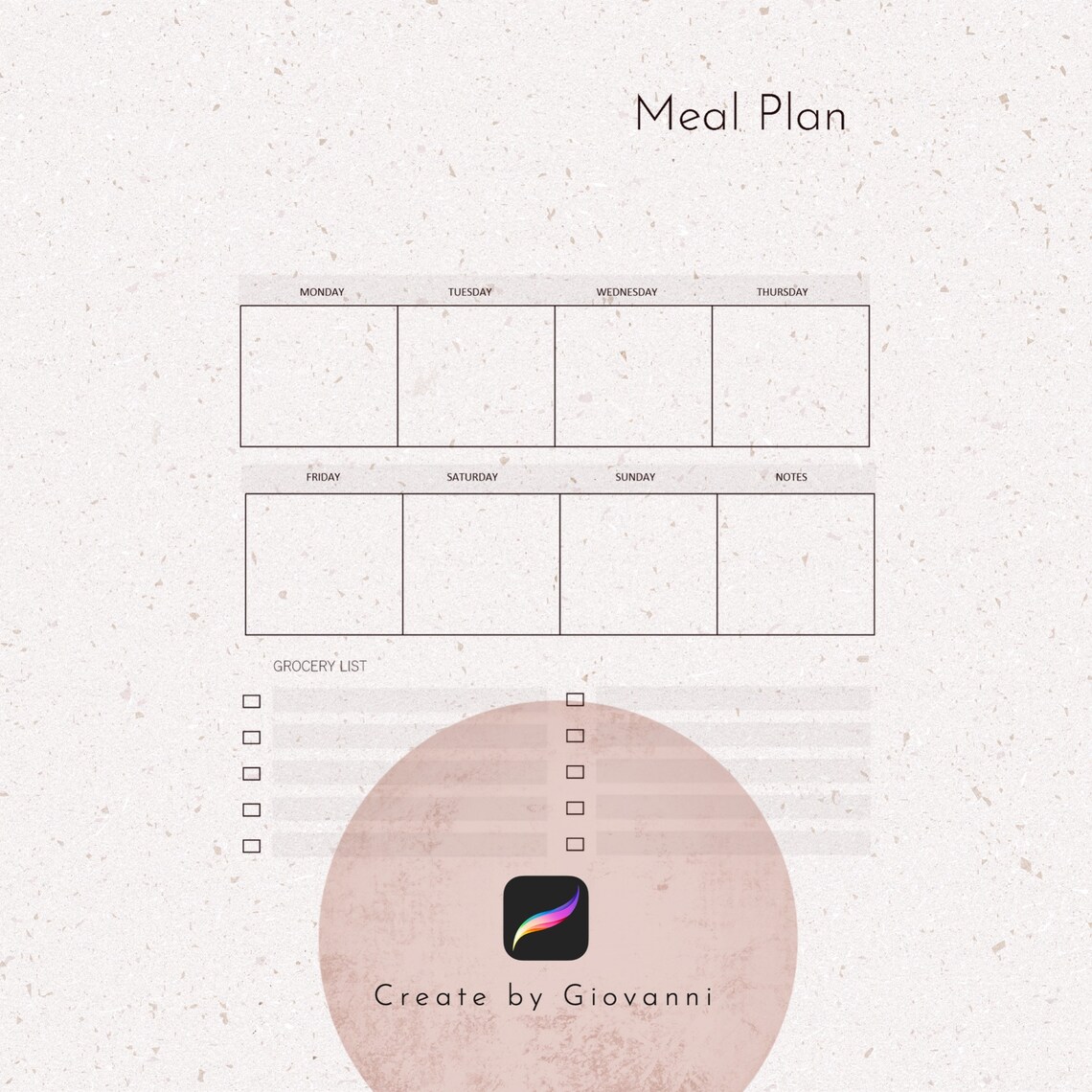 Week Note Procreate Brushset, Procreate Brush, Weekly, Daily Template ...
