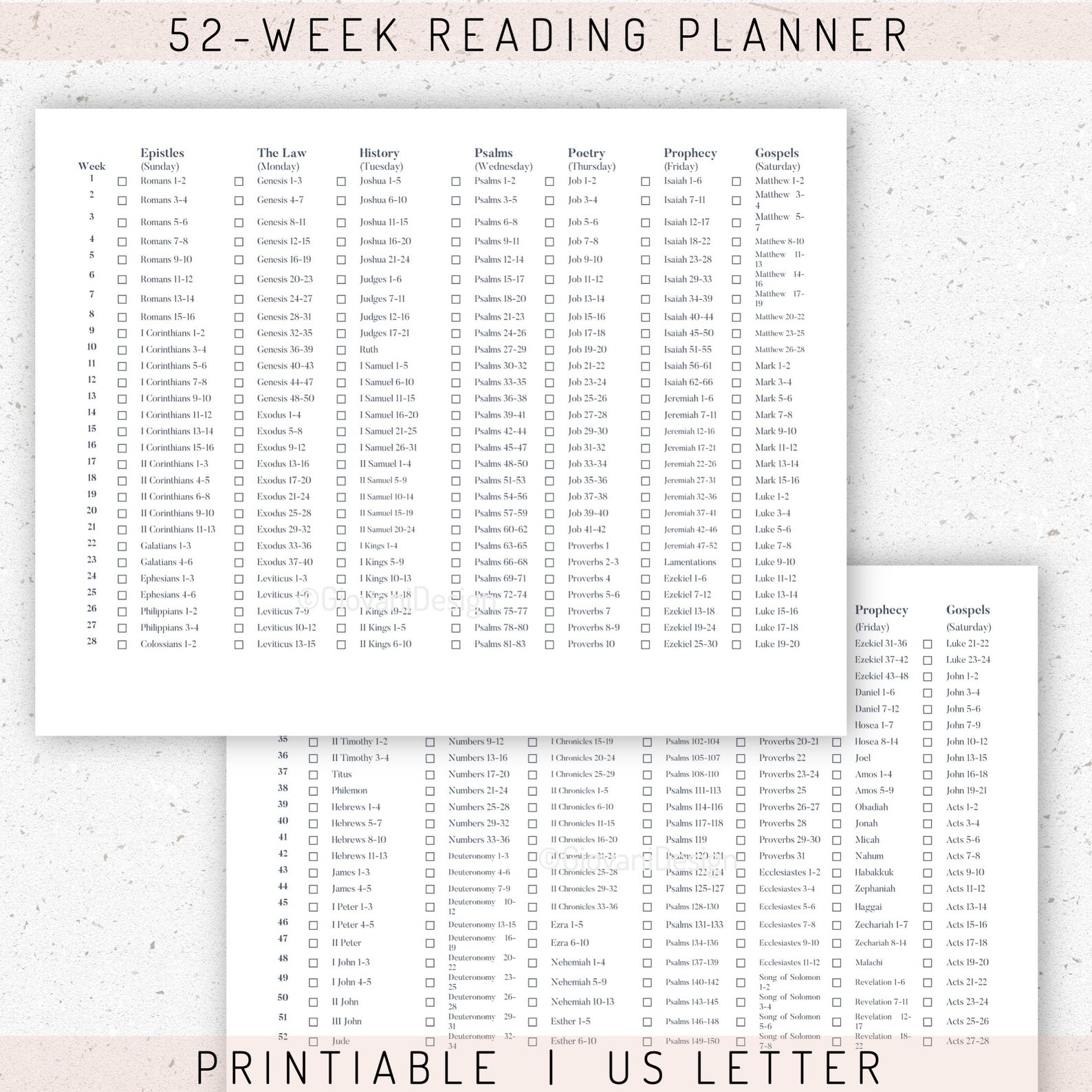 Printable Bible 52-week Reading Planner for 2024, 2025,daily Journal ...