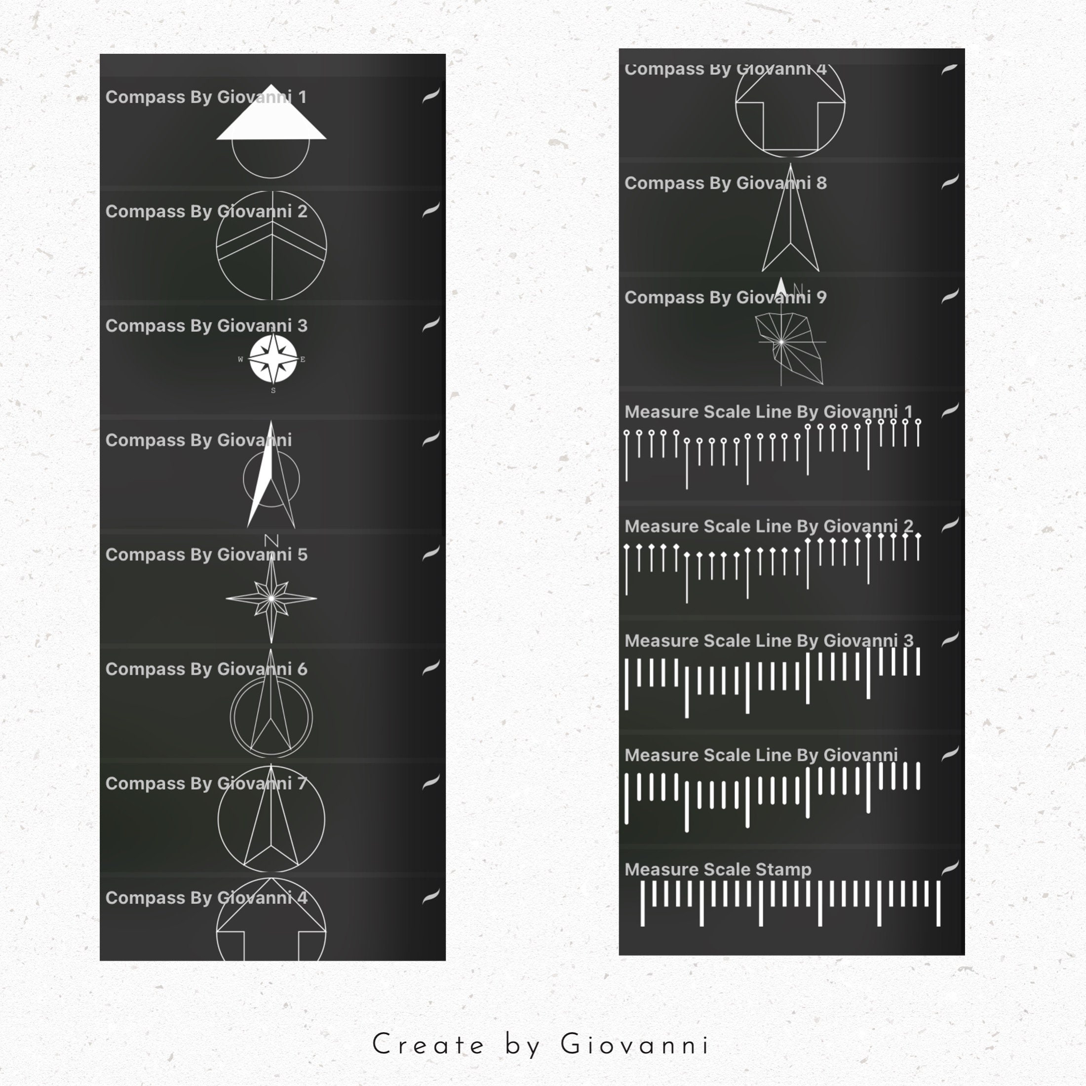 Compass and Scale Procreate Brush, Map, Interior/exterior Design ...