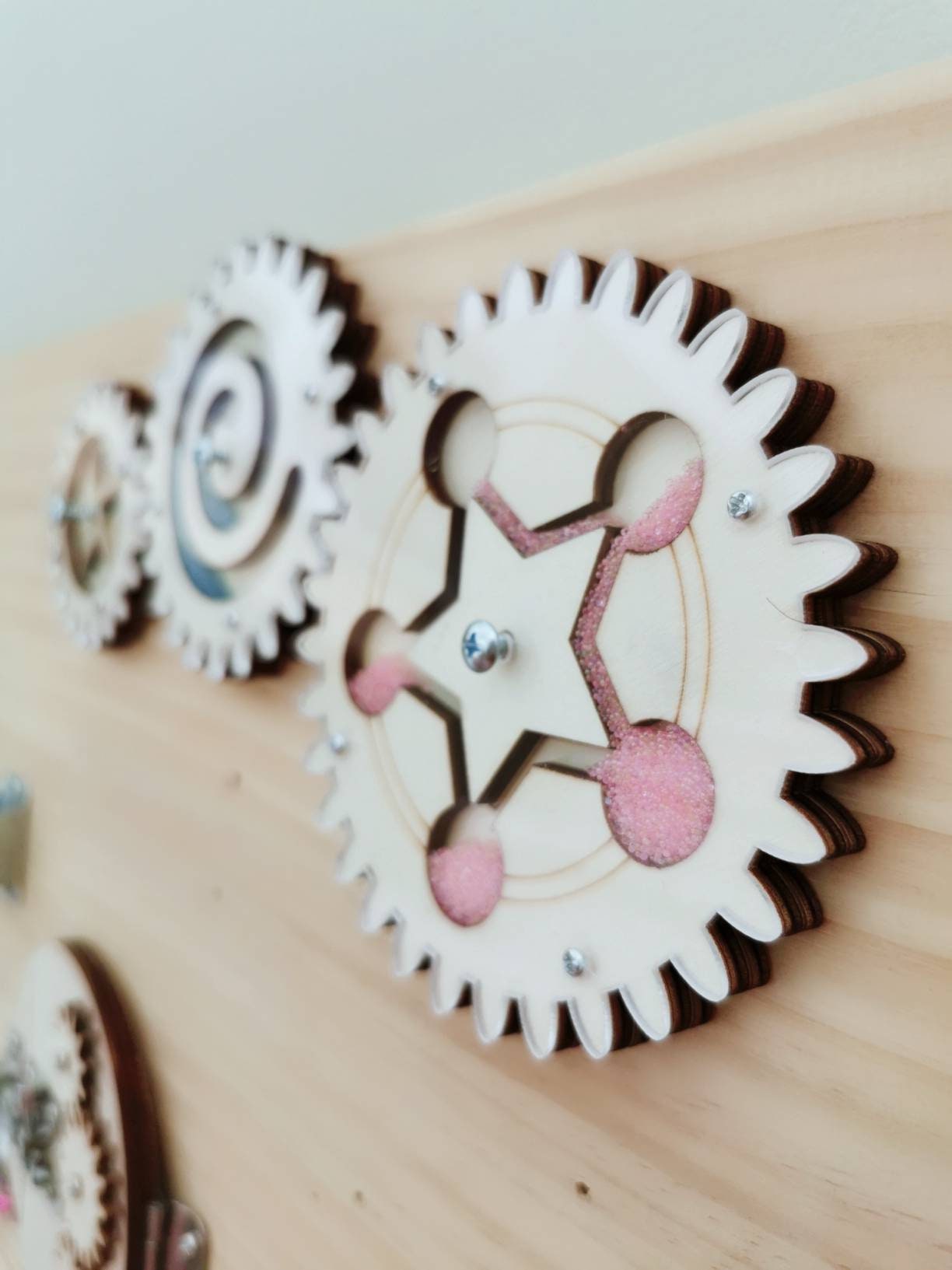 Wooden 3 Sizes Gears With Beads Spiral for Busy Board Detaisl/busy ...