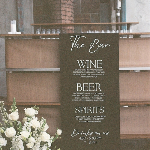 Bar Menu Sign Wedding Bar Menu Wedding Menu Sign Signature - Etsy