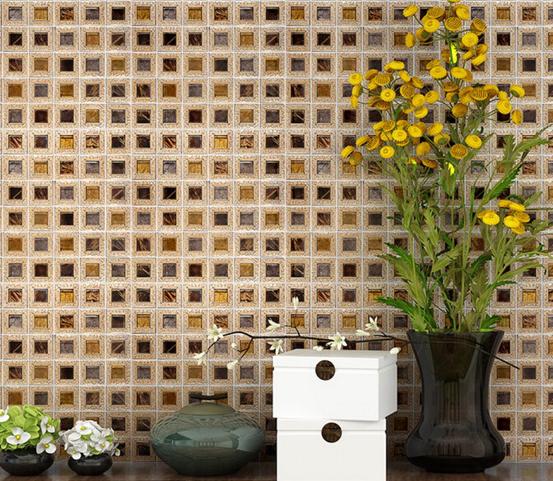 Glass Backsplash Tile Brown Mosaic Window Pattern Bathroom - Etsy