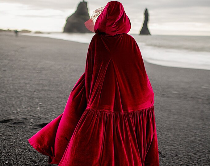 Red Vegan Wool Cloth Cape Hooded Cloak Riding Hood Cloak With - Etsy Norway