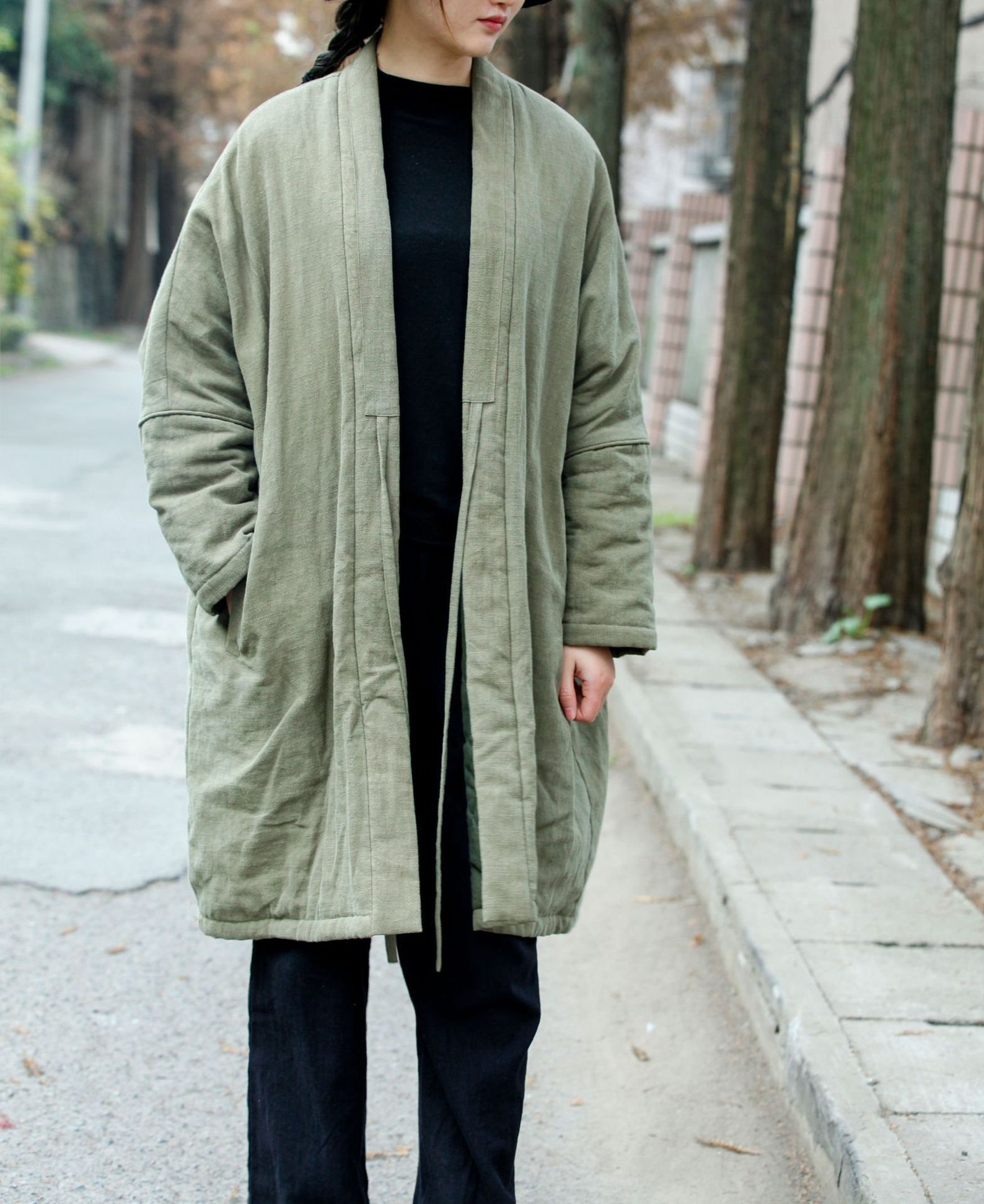 Green Linen Long Jacket Japanese Linen Kimono Vintage - Etsy