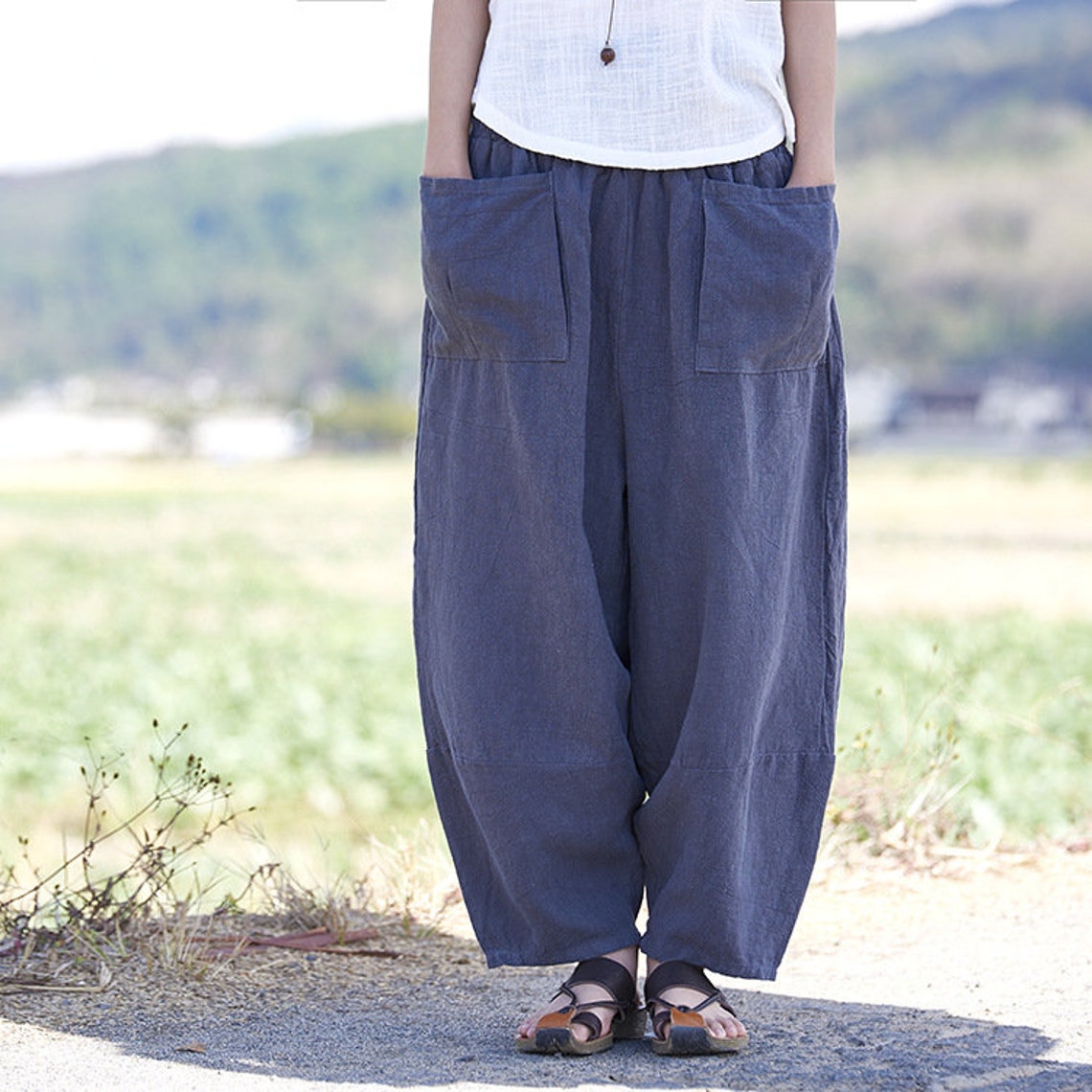 Linen Pants With Pocket/summer Loose Linen Pants/retro Linen | Etsy