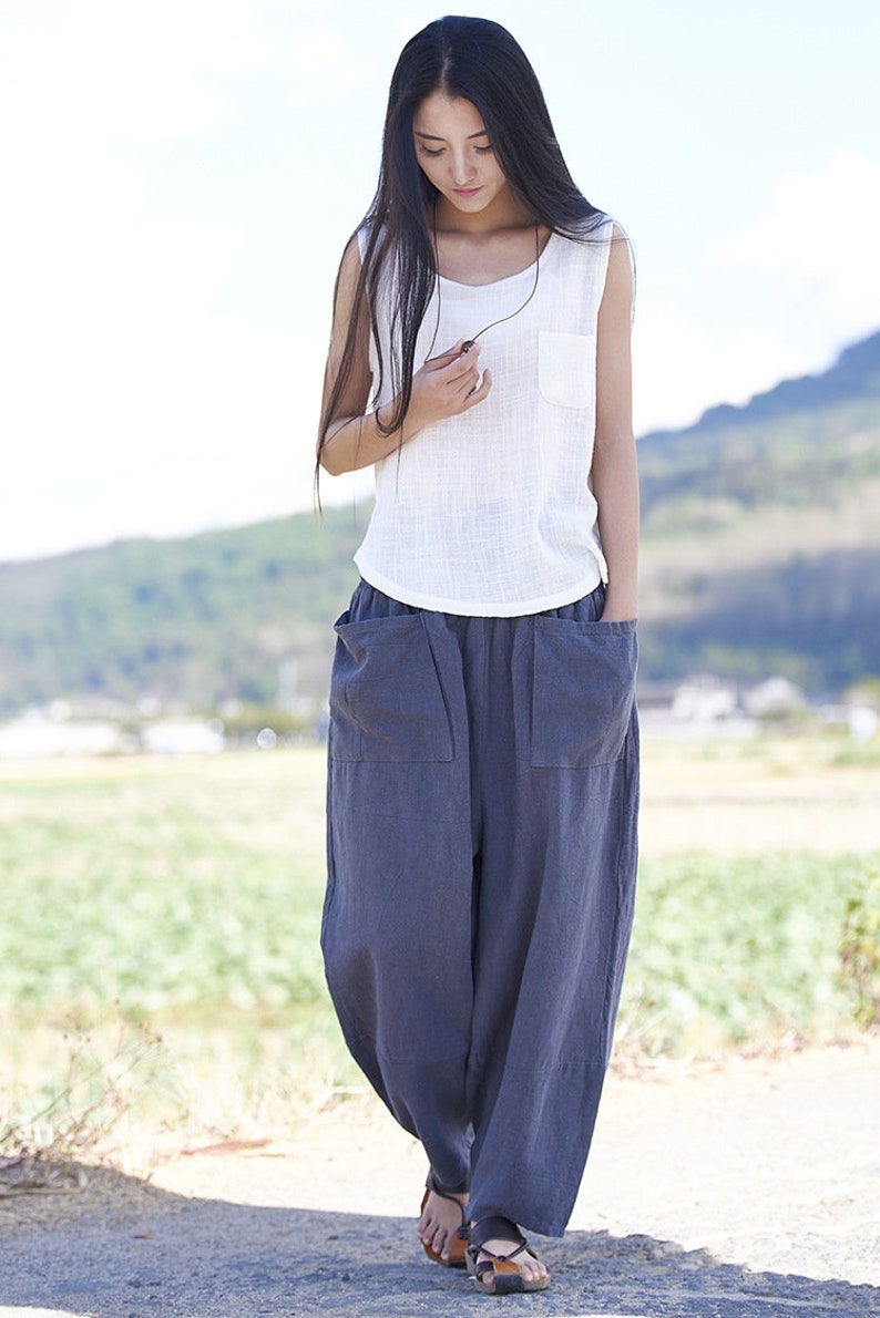 Linen Pants With Pocket/summer Loose Linen Pants/retro Linen - Etsy