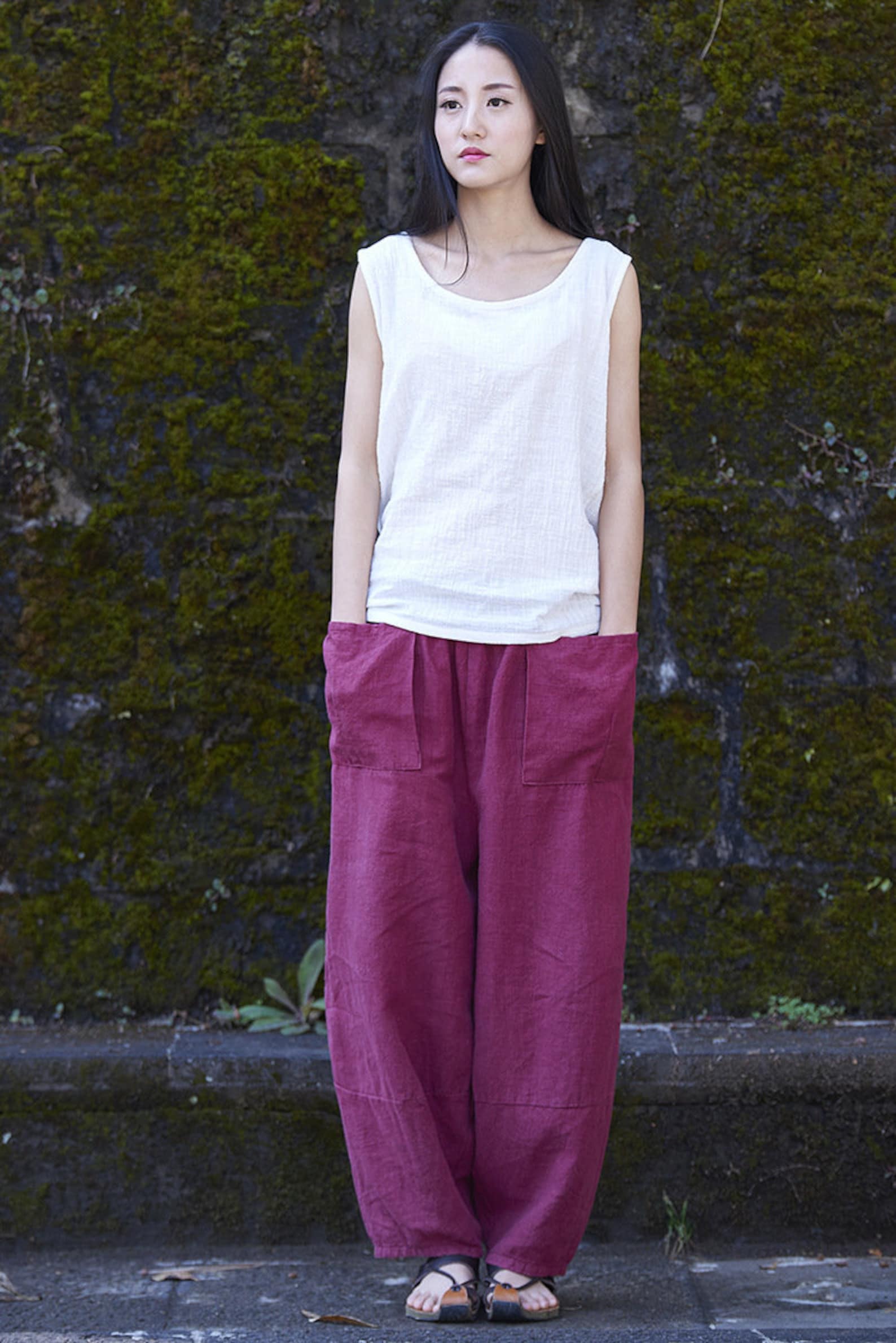 Linen Pants With Pocket/summer Loose Linen Pants/retro Linen - Etsy
