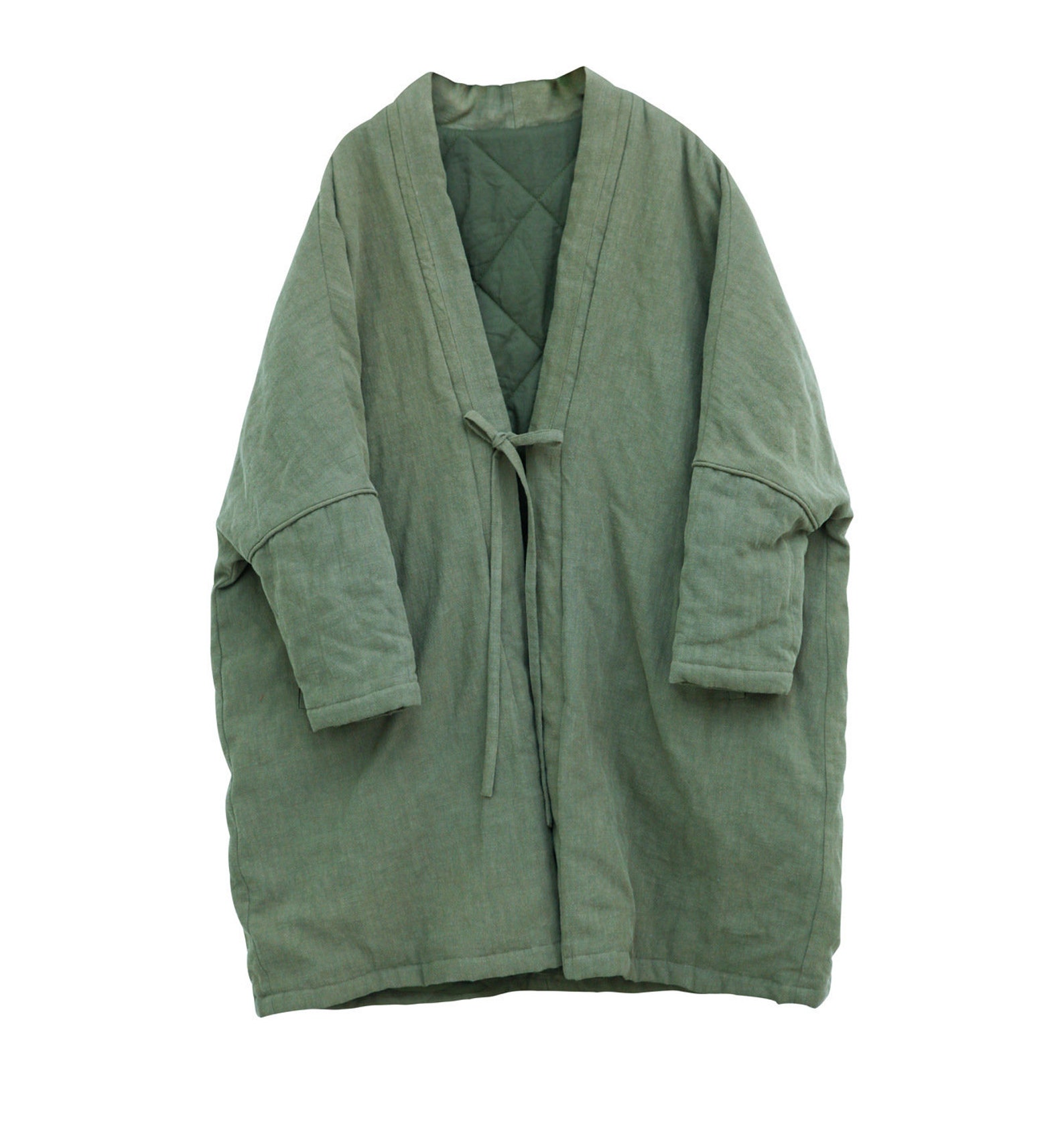 Green Linen Long Jacket Japanese Linen Kimono Vintage - Etsy