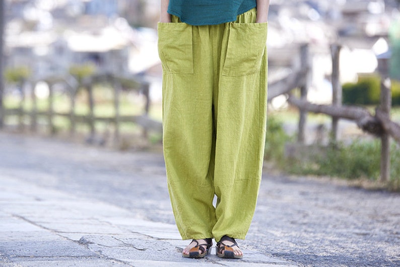 Linen Pants With Pocket/summer Loose Linen Pants/retro Linen - Etsy