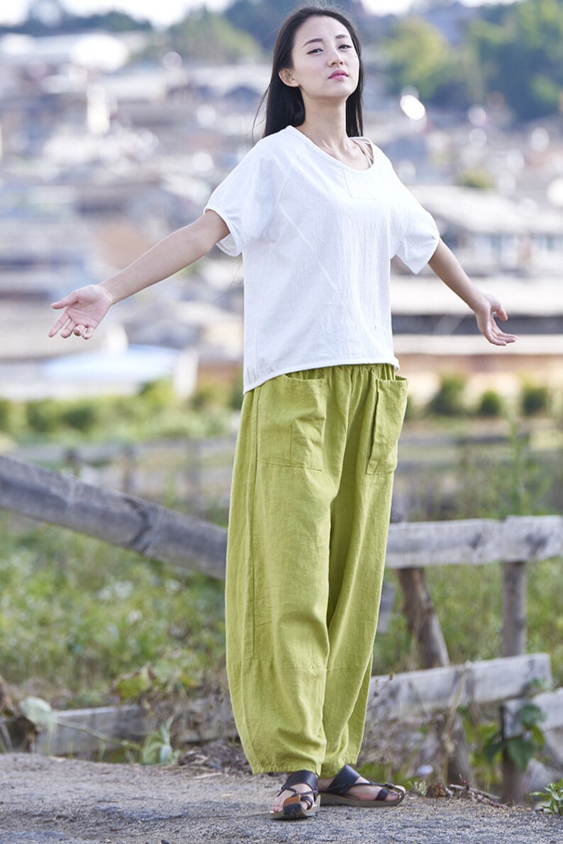 Linen Pants With Pocket/summer Loose Linen Pants/retro Linen - Etsy