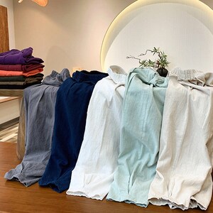 Autumn Linen Pants, Women's Autumn Cotton Pants, Loose Elastic Waist ...
