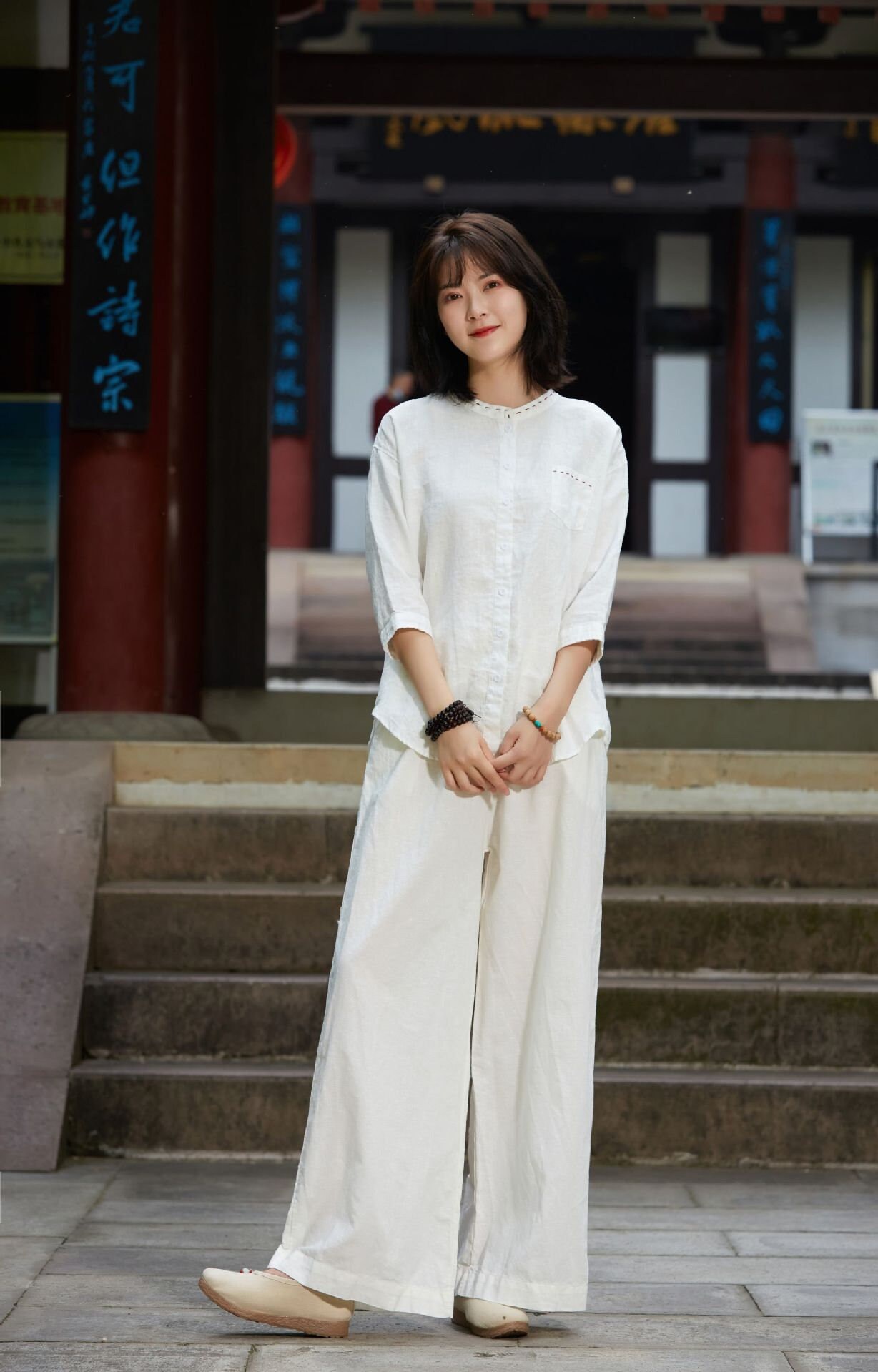 100% Linen Shirt / Retro Chinese Linen White Shirt / Linen Top | Etsy