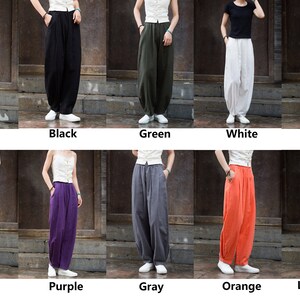 Autumn Linen Pants, Women's Autumn Cotton Pants, Loose Elastic Waist ...