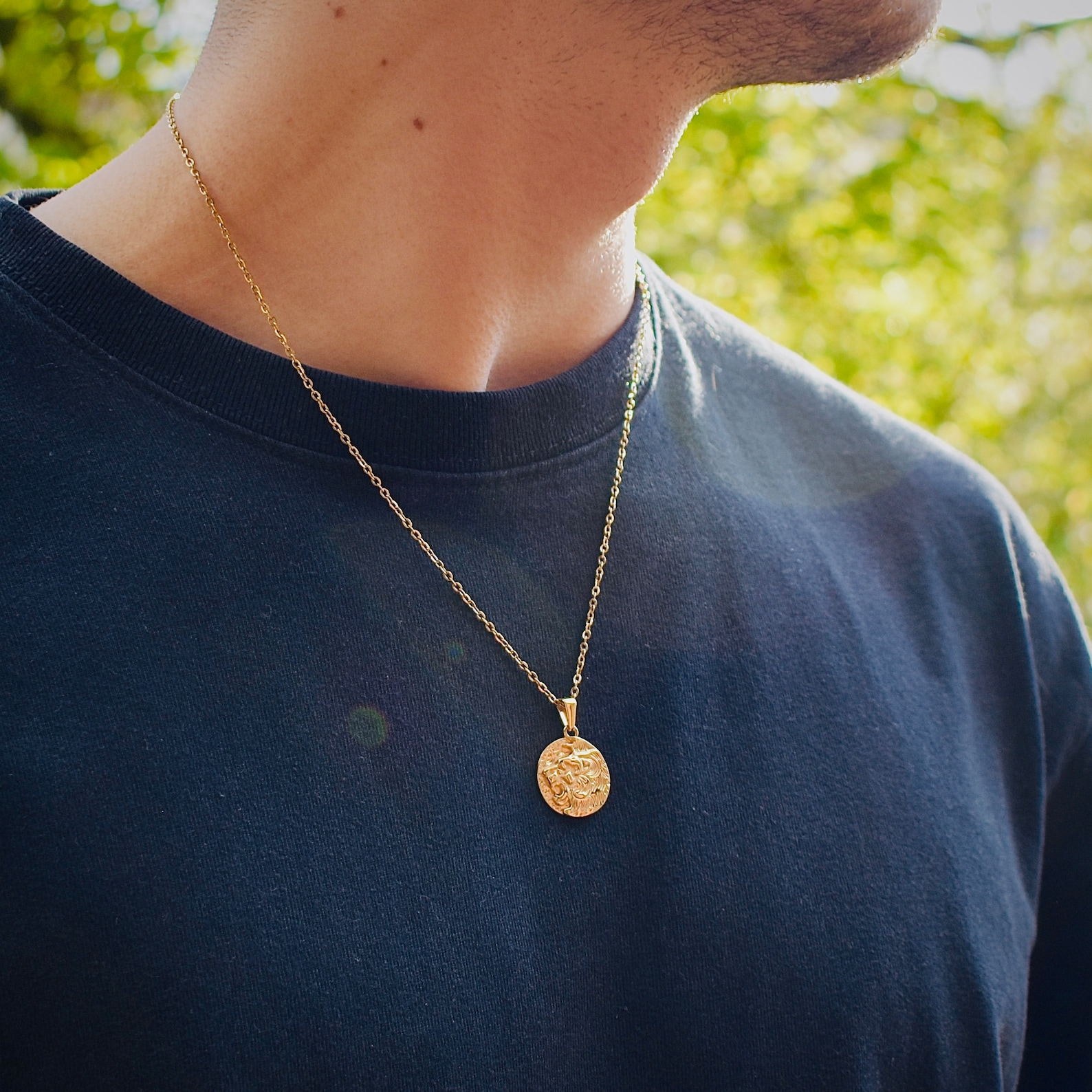 GOLD Pendant LION Medal Necklace for Men - Gift for Men - Etsy