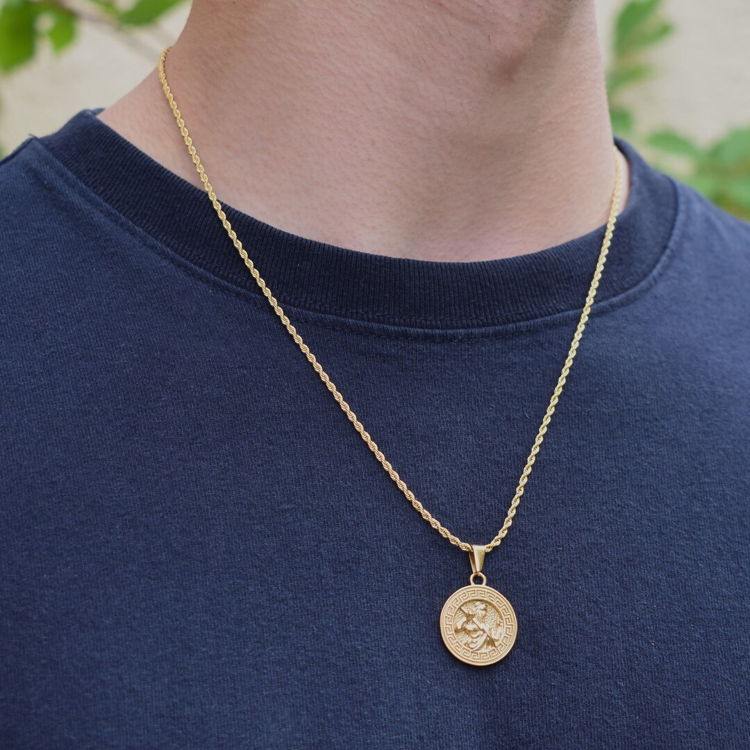 Zeus Pendant Gold Necklace for Men Gift for Men and Women Lightning ...