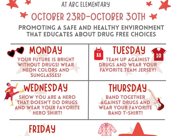 Red Ribbon Week Flyer *edit With Canva* - Etsy