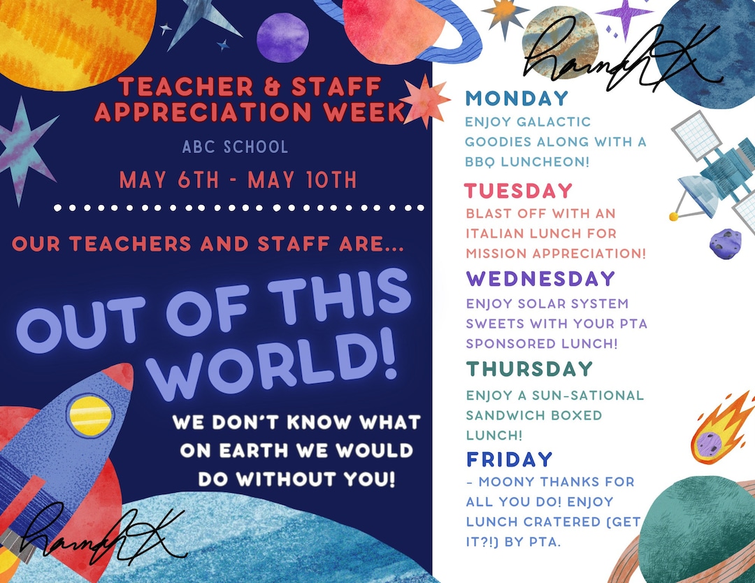 Space Teacher Appreciation Week Editable *canva* - Etsy