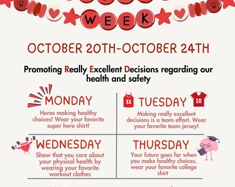 Red Ribbon Week Schedule Activity Flyer Printable for School PTA | PTO ...
