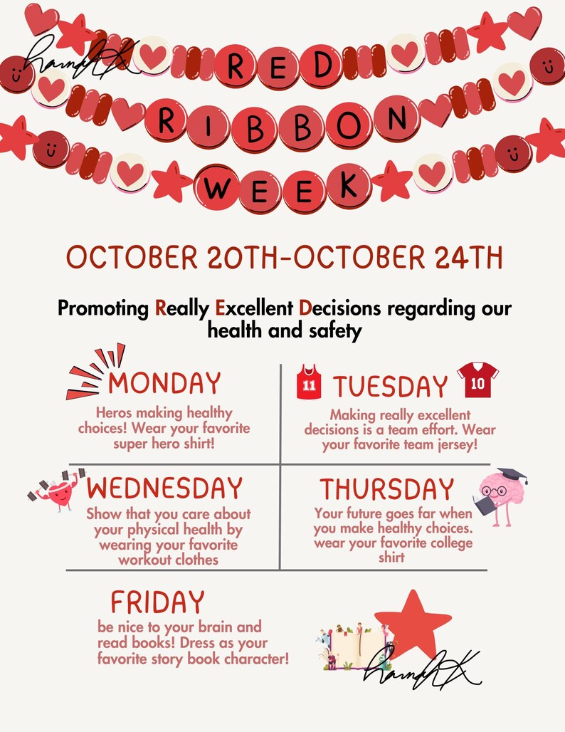 Red Ribbon Week Flyer *edit With Canva* - Etsy